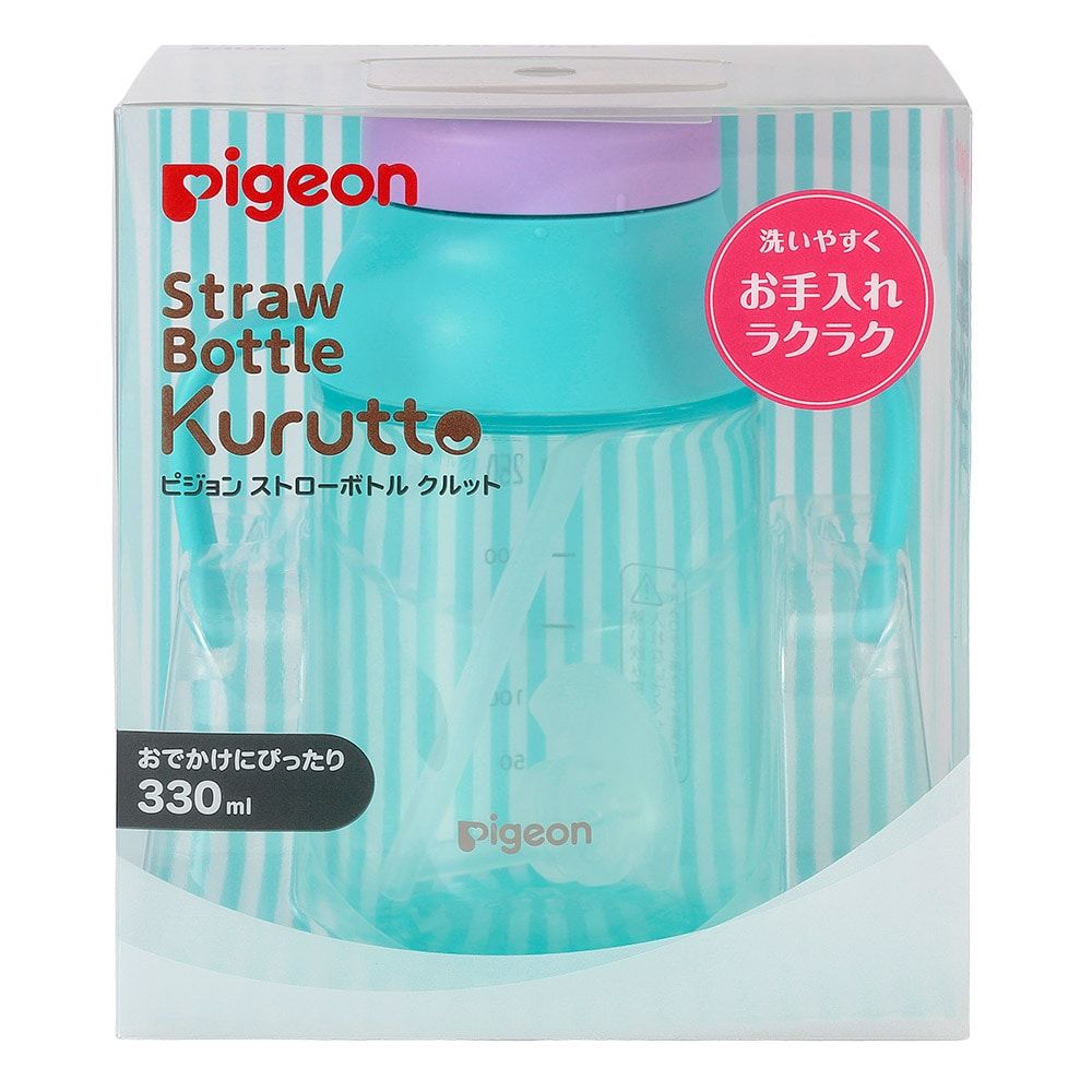 Pigeon straw bottle flipping aqua blue 330mL ｜ DOKODEMO