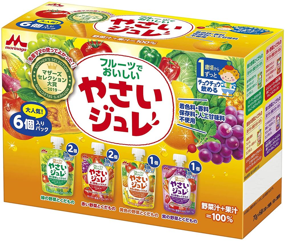 Morinaga Fruit & Vegetable Jelly, 70 g × 6-Pack [From around 1 year old ...