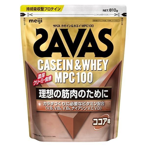 Meiji SAVAS Casein & Whey MPC100 Cocoa Flavor 810g ｜ DOKODEMO