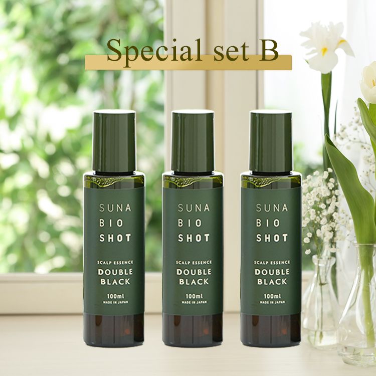 [Limited price] [Special set B] SUNA BIOSHOT Scalp Essence Double Black ...