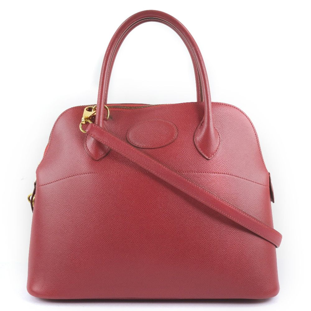 Pre-owned Hermès Bolide 31 handbag, Couchvel, red, with zipper closure, for women. ｜ DOKODEMO