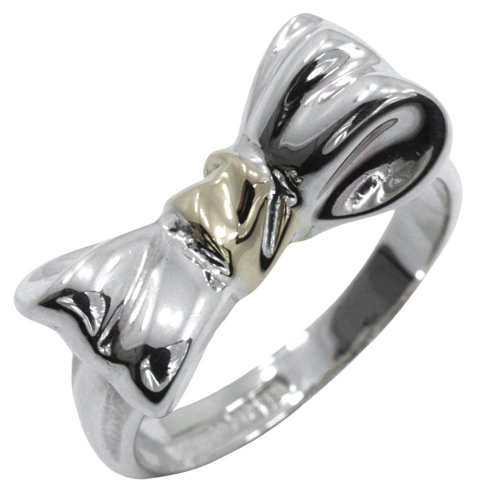 Tiffany & Co. RIBON Motif Ring, Size 9, 18K Yellow Gold and 925 RIBON ...