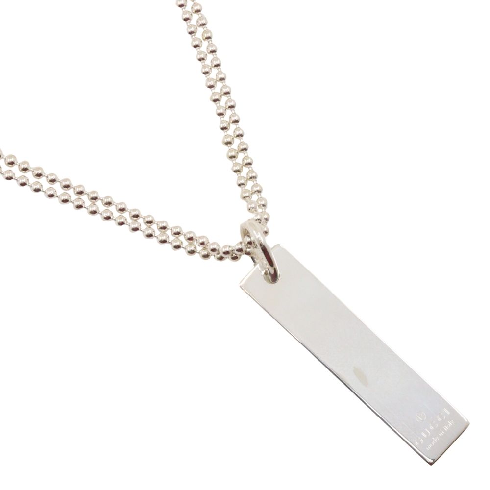 Pre-owned Gucci logo Plate necklace with double ball chain in 925 ...