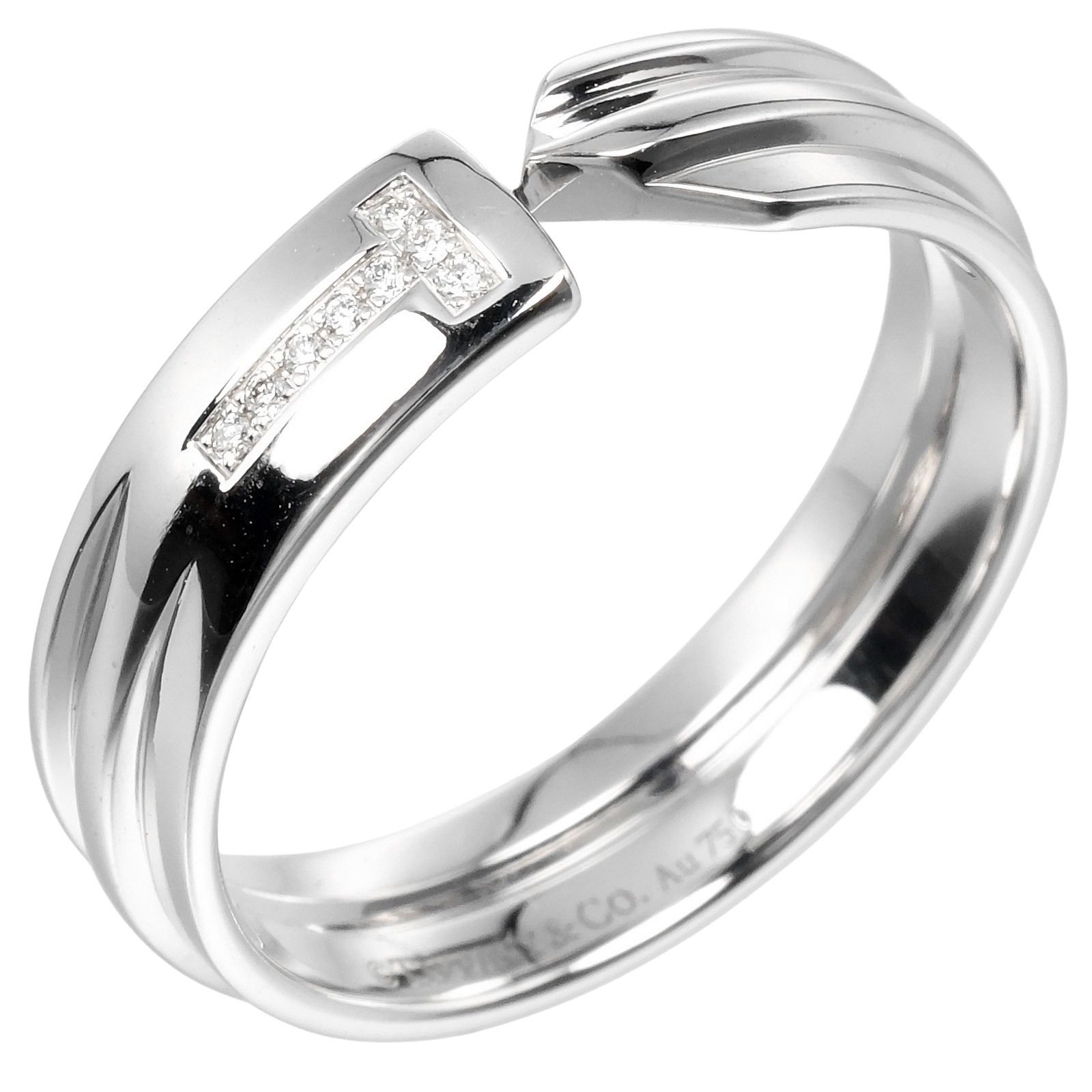 Tiffany & Co. Modern Key Ring, size 21, 18k white gold with diamonds ...