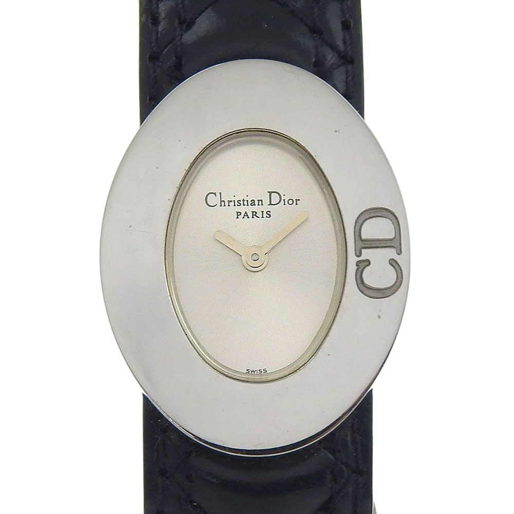 Pre-owned Dior Lady Dior watch D90-100, stainless steel and leather ...