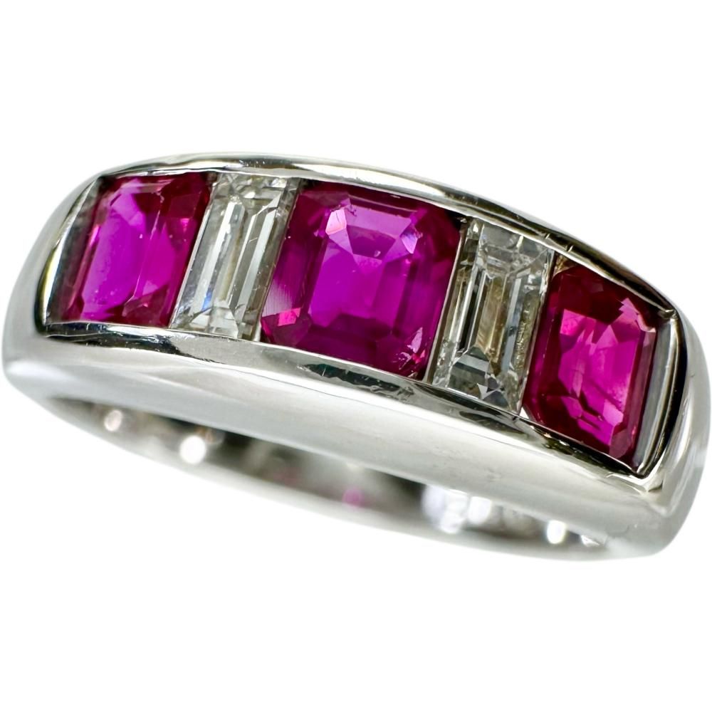 Size 12, 0.82ct Ruby, 0.20ct Diamond Ring, Pt900 Platinum, 6.9g, Women ...