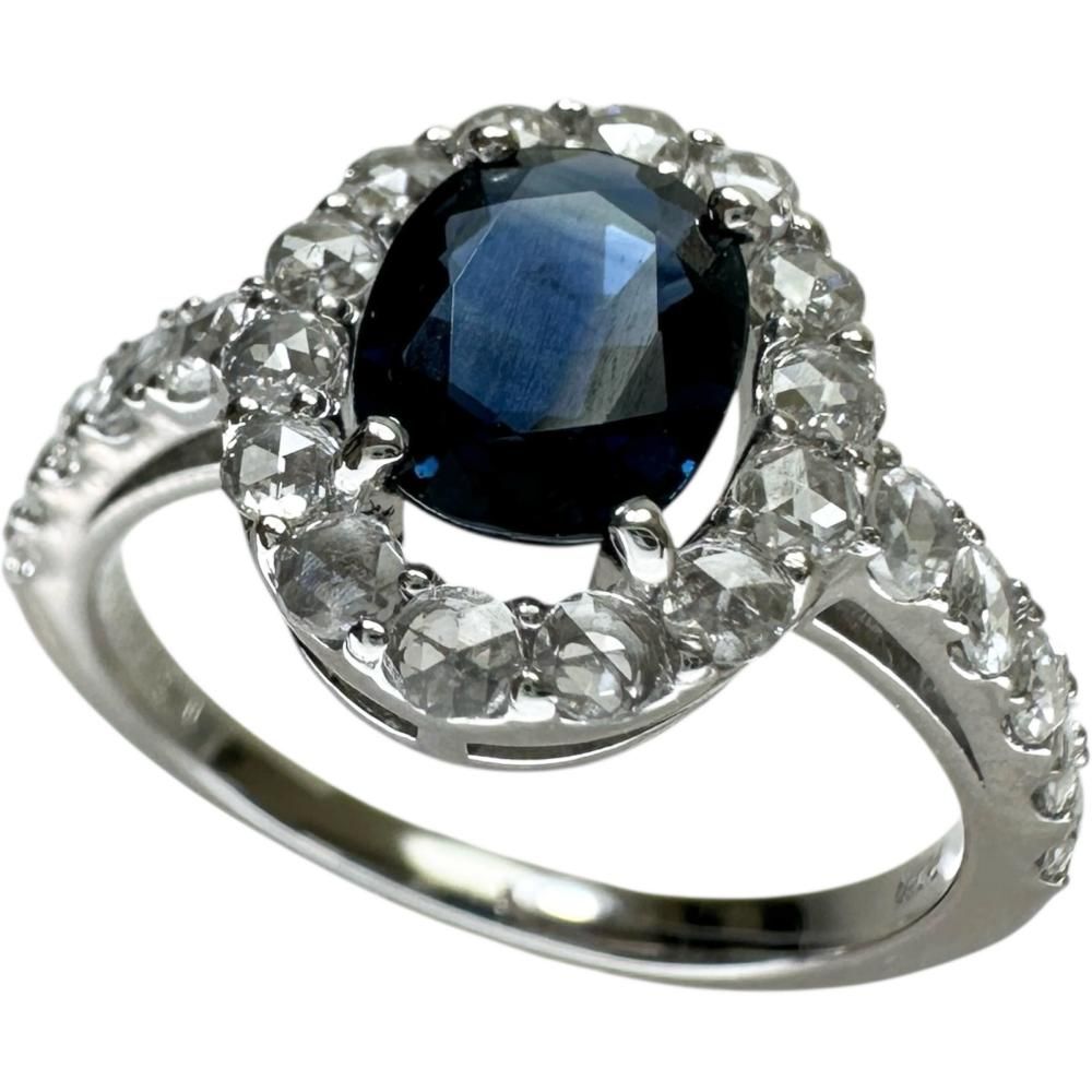 Size 10, 1.053ct Sapphire, 0.43ct Diamond Ring, Pt950 Platinum, 4.2g, Women's | 日本二手精品 ｜ DOKODEMO