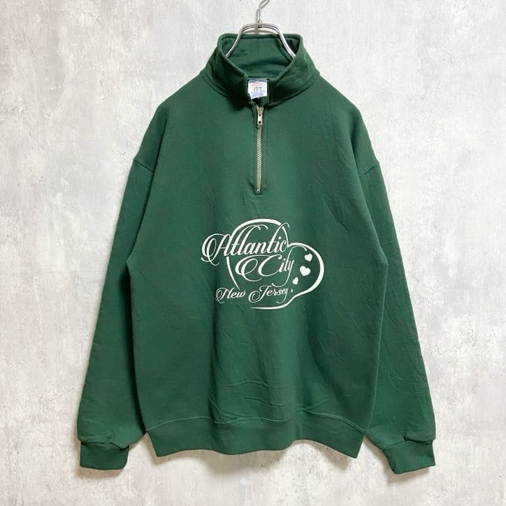 Used JERZEES long-sleeved half-zip print sweatshirt with English logo ...