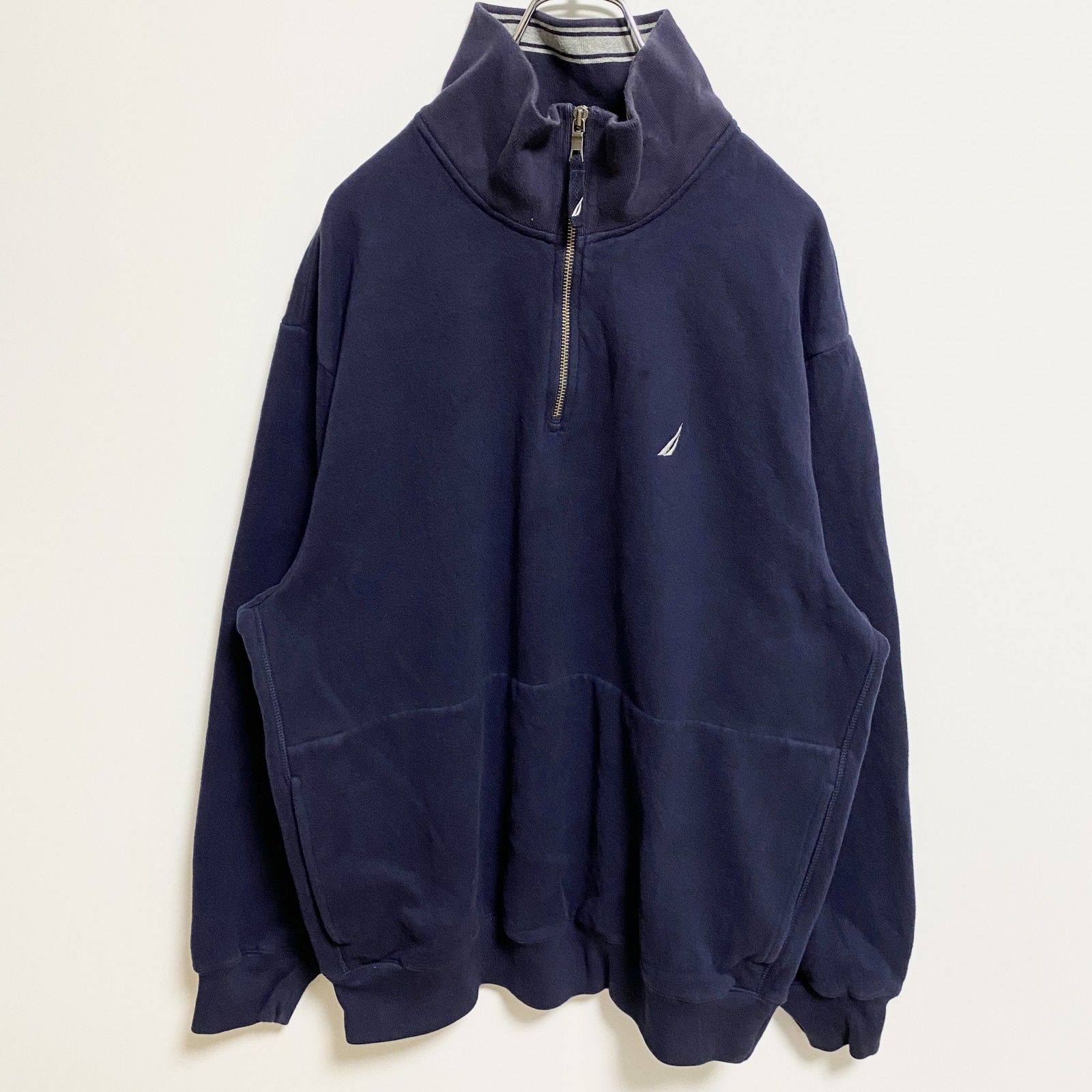 Used NAUTICA long-sleeved half-zip sweatshirt in navy, oversized, size ...