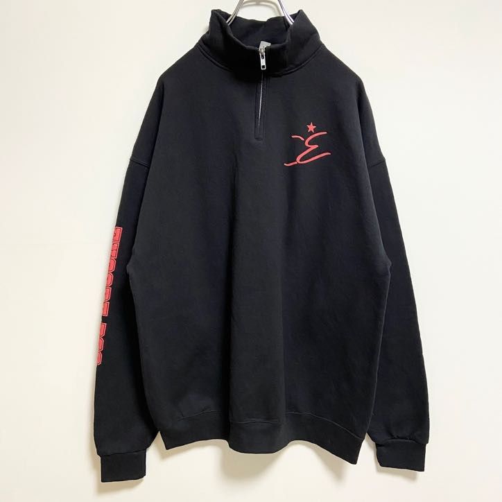 Used JERZEES long-sleeved half-zip print sweatshirt, high-neck, black ...