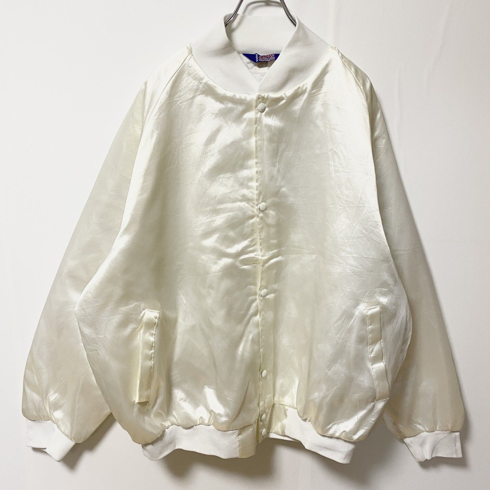 Used 90s ASW JACKETS satin stadium jacket, vintage white, size 2XL ...