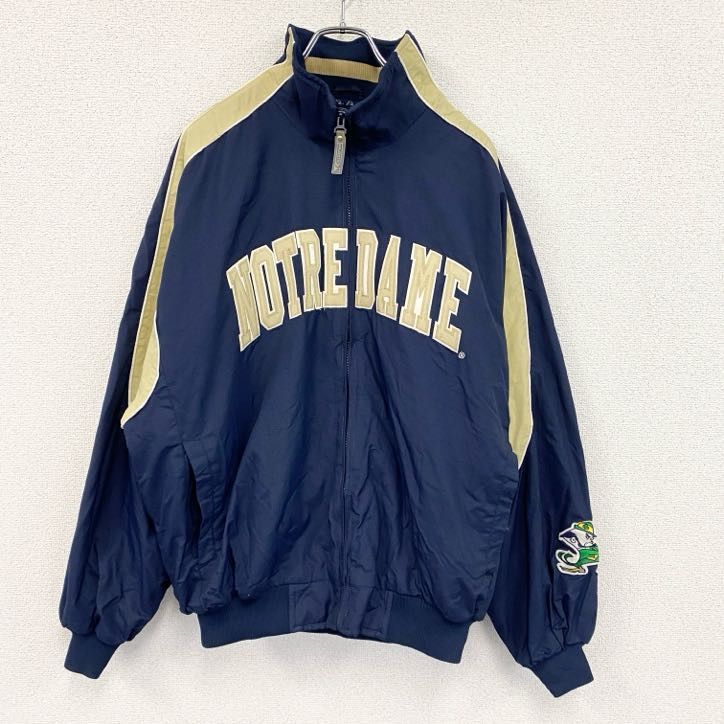 Used Majestic Notre Dame University full-zip nylon varsity jacket, navy blue, size L | 日本二手精品 ...