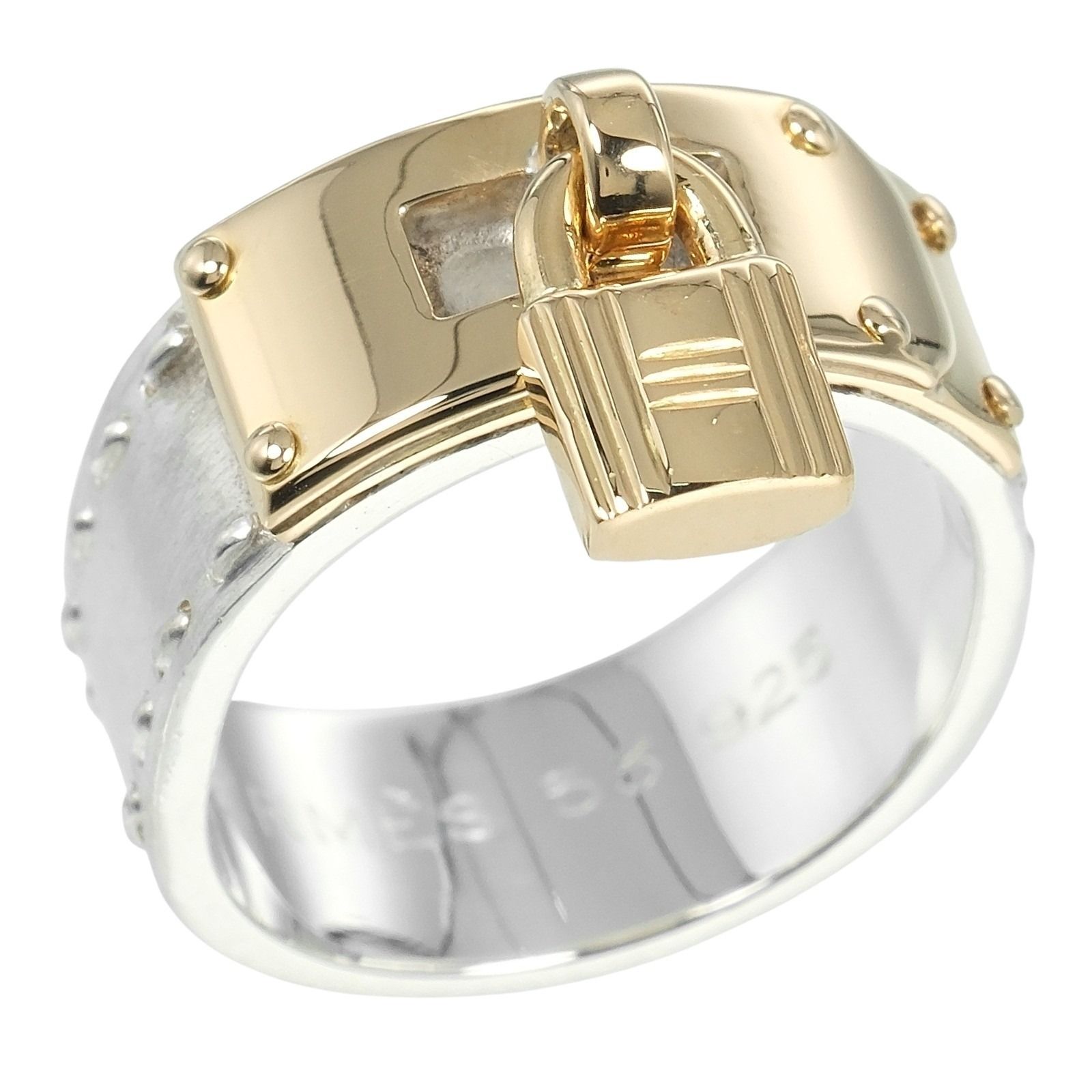 Pre-owned Hermès Kelly Cadena ring, size 11, made of 925 silver and 18k ...