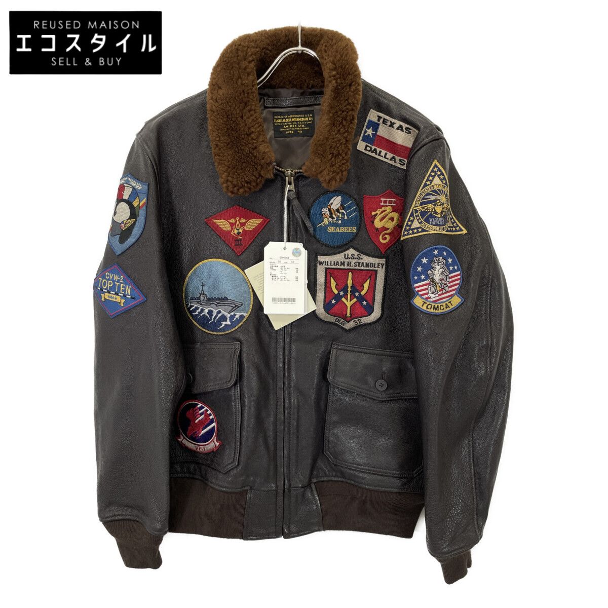 Avirex Black 6101063 GOAT G-1 TOP GUN Goatskin G-1 Flight 40 Flight ...