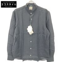 Luigi Borrelli ADAM-EX Black Linen with Poplin Band Color Long Sleeve ...