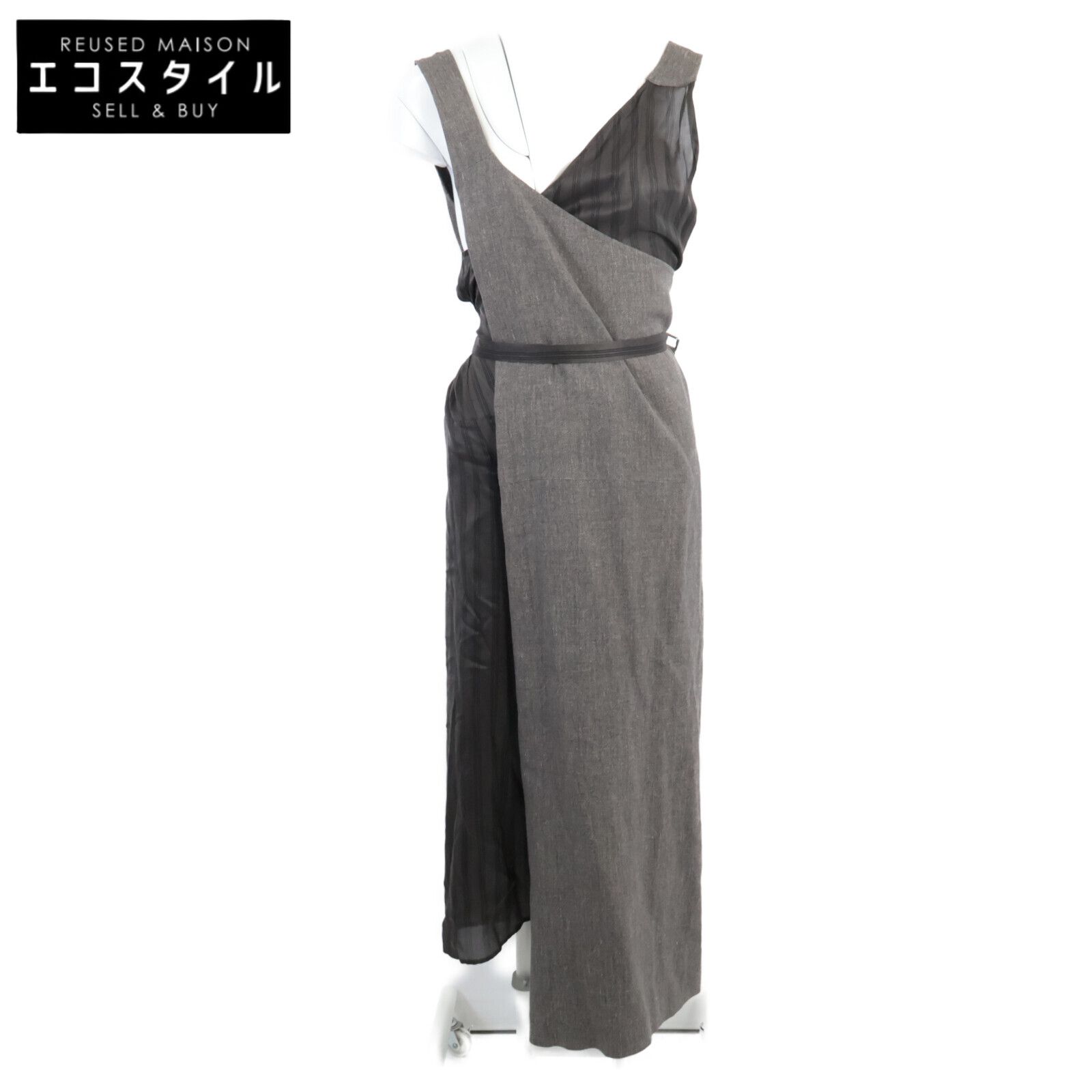 Beautiful People灰色羊毛亞麻粗花呢屠夫圍裙連身裙，36碼 | 日本二手精品 ｜ 多和夢