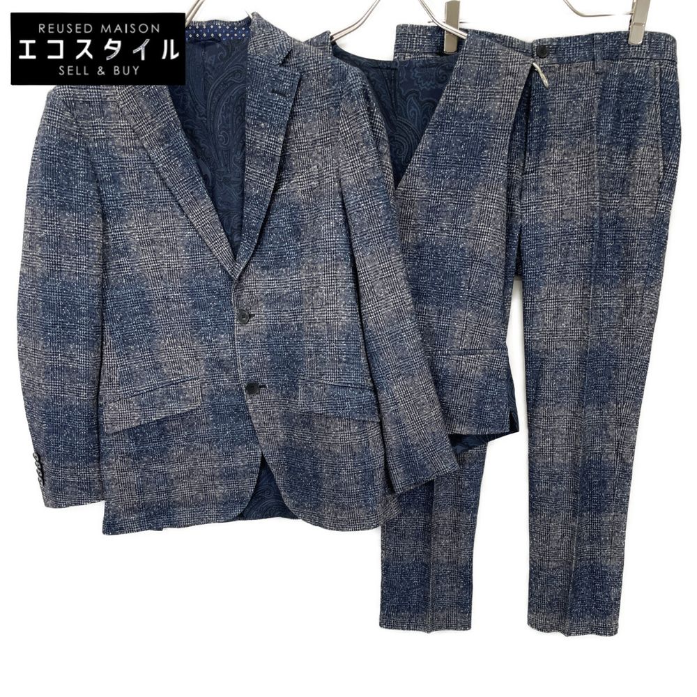 Etro Blue 1187Q Check Cotton x Linen 3-Piece Set, Size 48 | 日本二手精品 ...