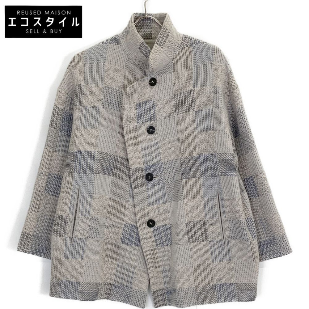 Yohji Yamamoto White Wool Check Tweed Coat | 日本二手精品 ｜ DOKODEMO