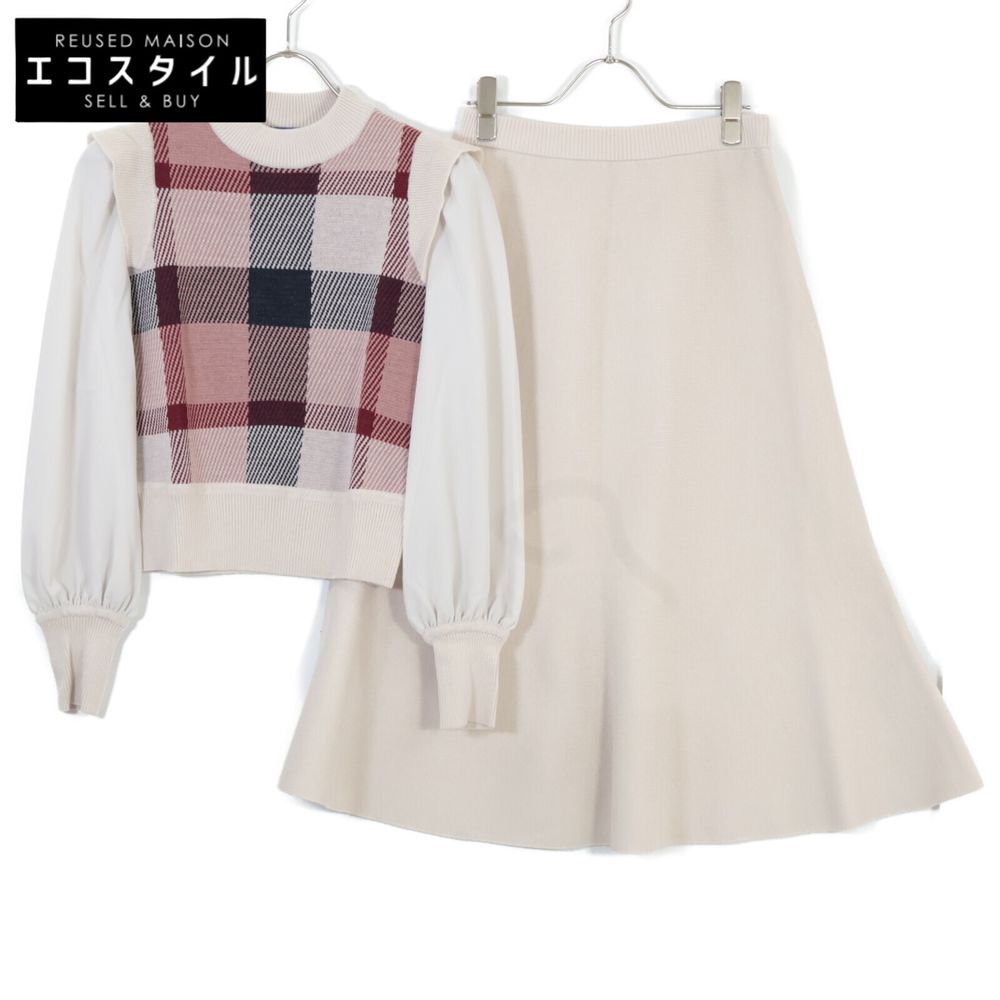 Blue Label Crestbridge 2011 Beige Sheer Sleeve Jacquard Knit Set Up 36 ...