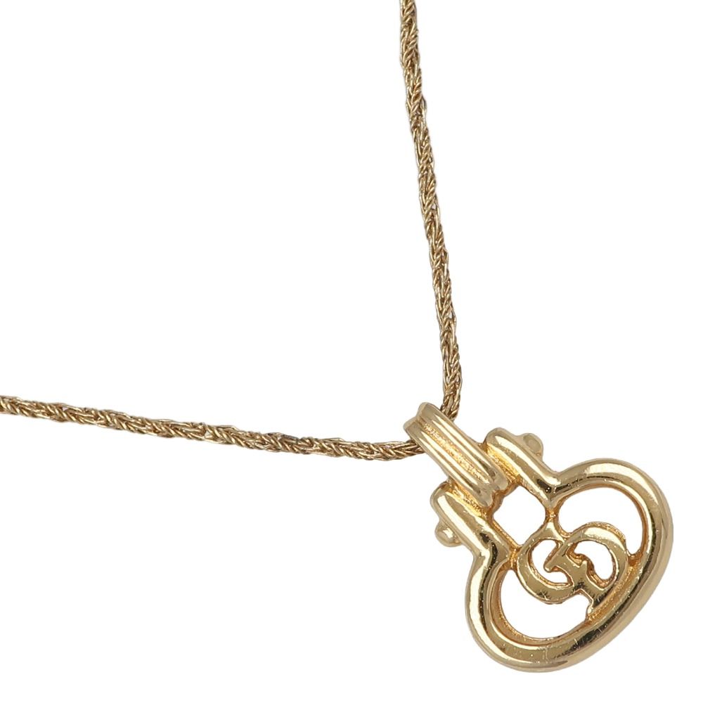 Pre-owned Christian Dior CD necklace, gold-plated, approximately 4.3g ...