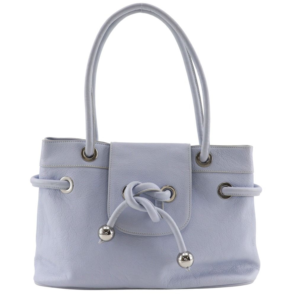 Pre-owned Chloe Knot Detail Tote Bag in Light Blue Leather with Flap ...